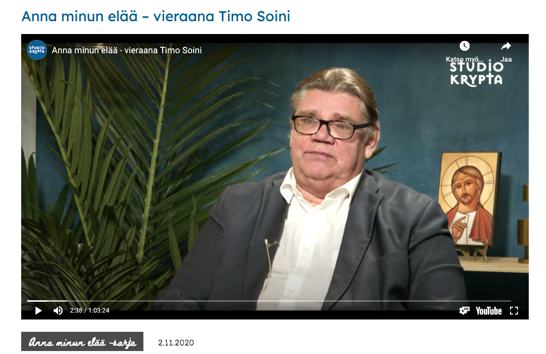 Timo Soini Lähetyshiippakunnan ohjelmassa: "Syntymättömällä lapsella on ...